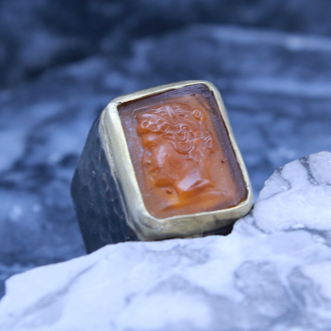 Intaglio Glass Silver Ring 925K , Designer Ring, Fashion Ring, Intaglio ...