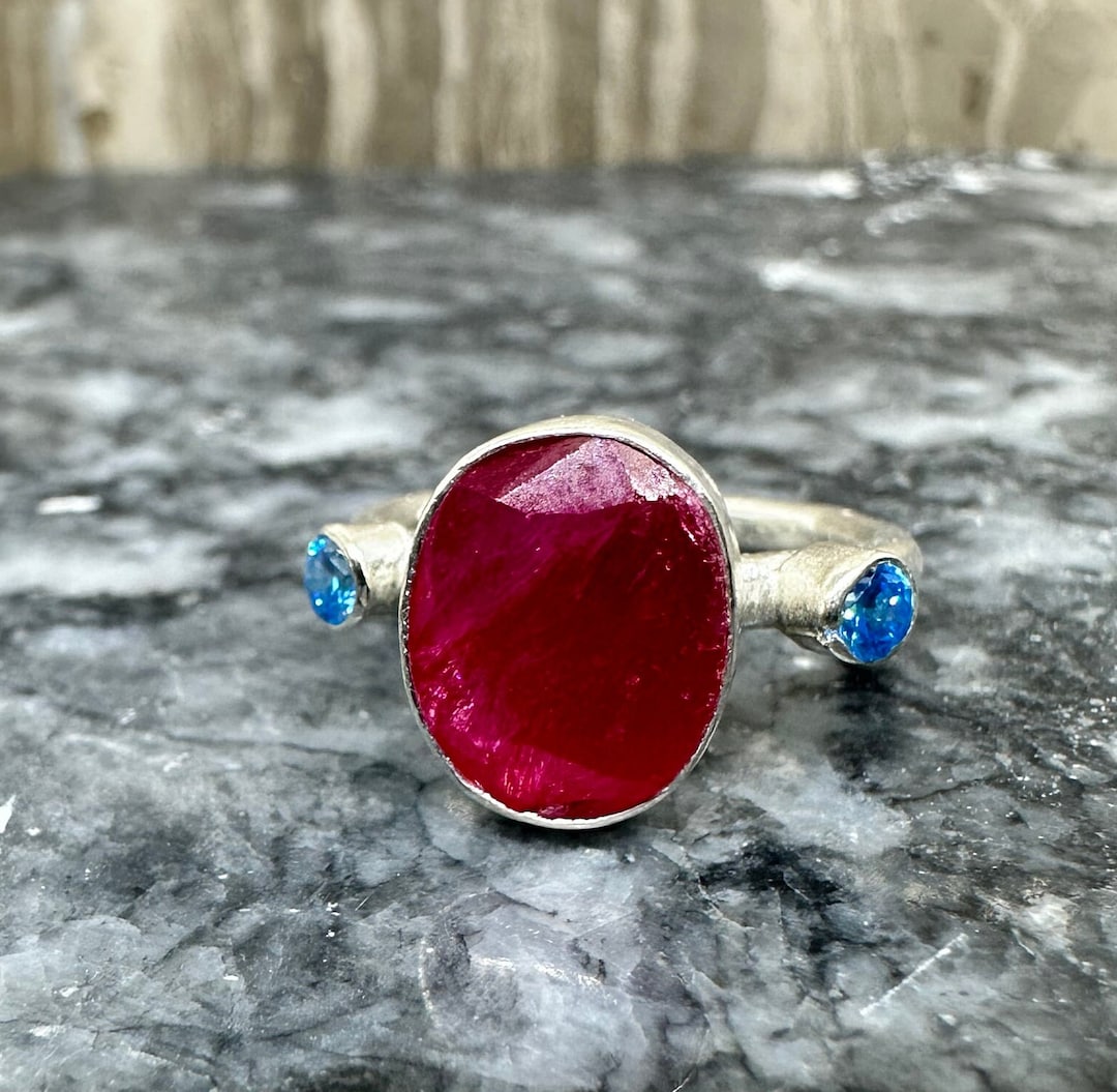 Hand Crafted Art Ruby Ring, Silver Ruby Ring 925K, Statement Ring ...