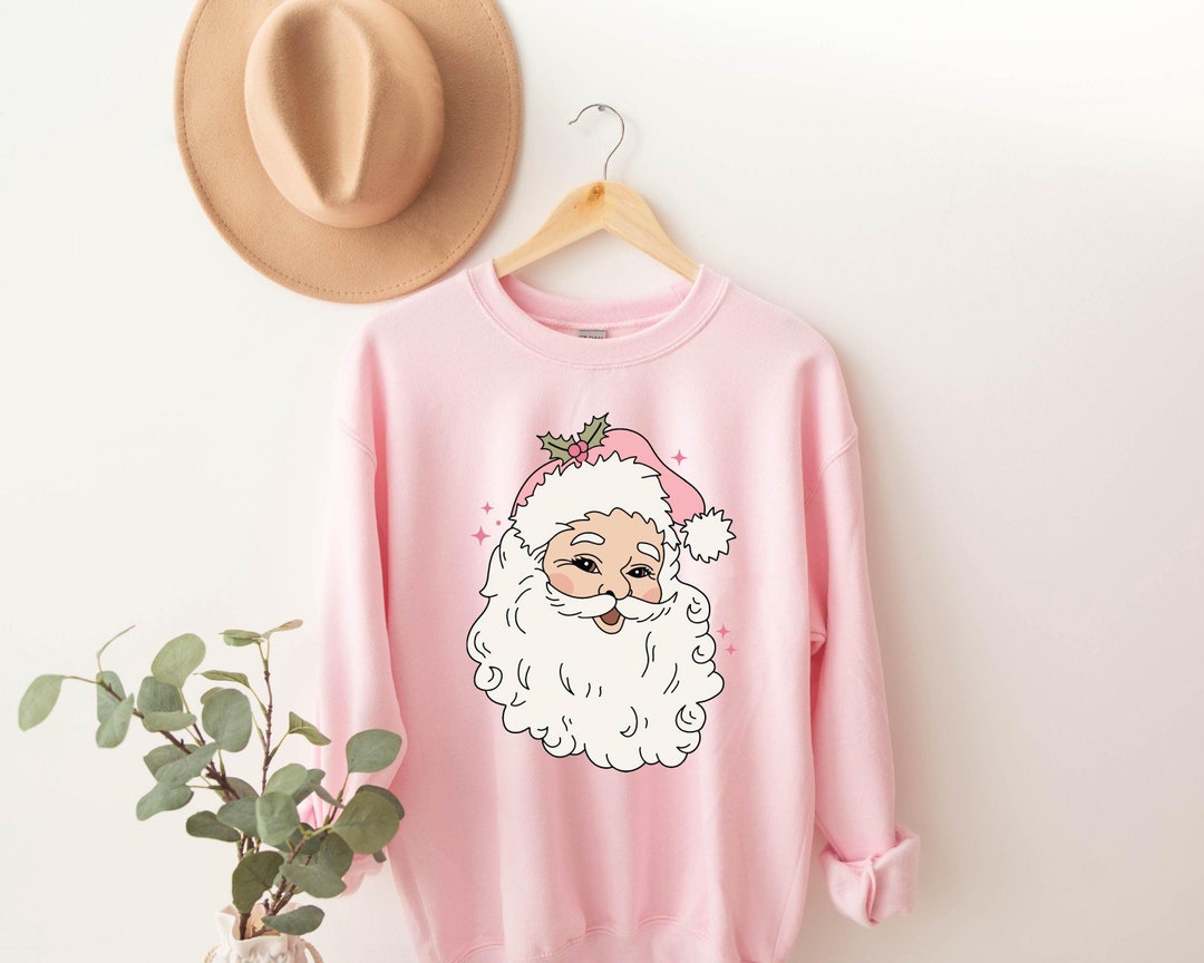 Pink Santa Retro Christmas T-shirts Sweatshirts for Women Pink ...