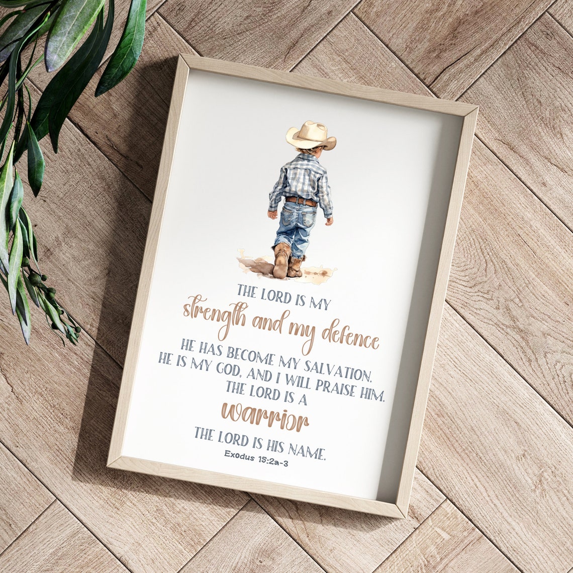 Little Cowboy Bible Verse Wall Art Christian Western Nursery Art Boy ...