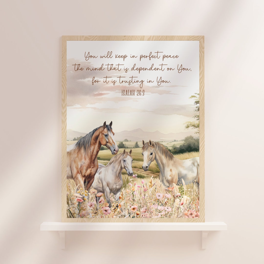 Isaiah 26:3, Bible Verse Nursery Decor, Horse Wall Art, Country Nursery ...