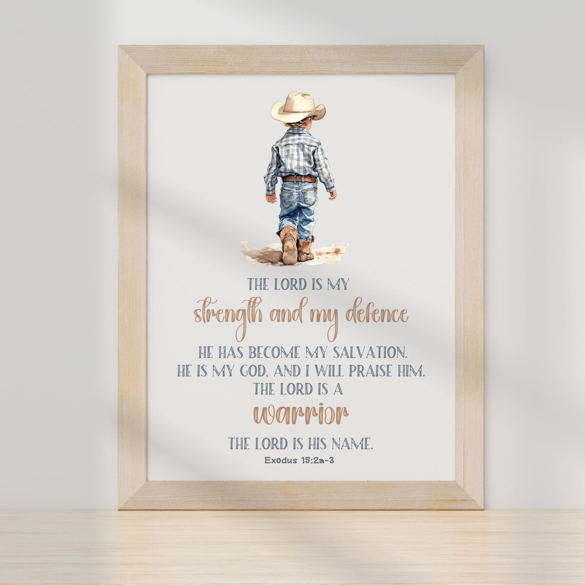 Little Cowboy Bible Verse Wall Art Christian Western Nursery Art Boy ...