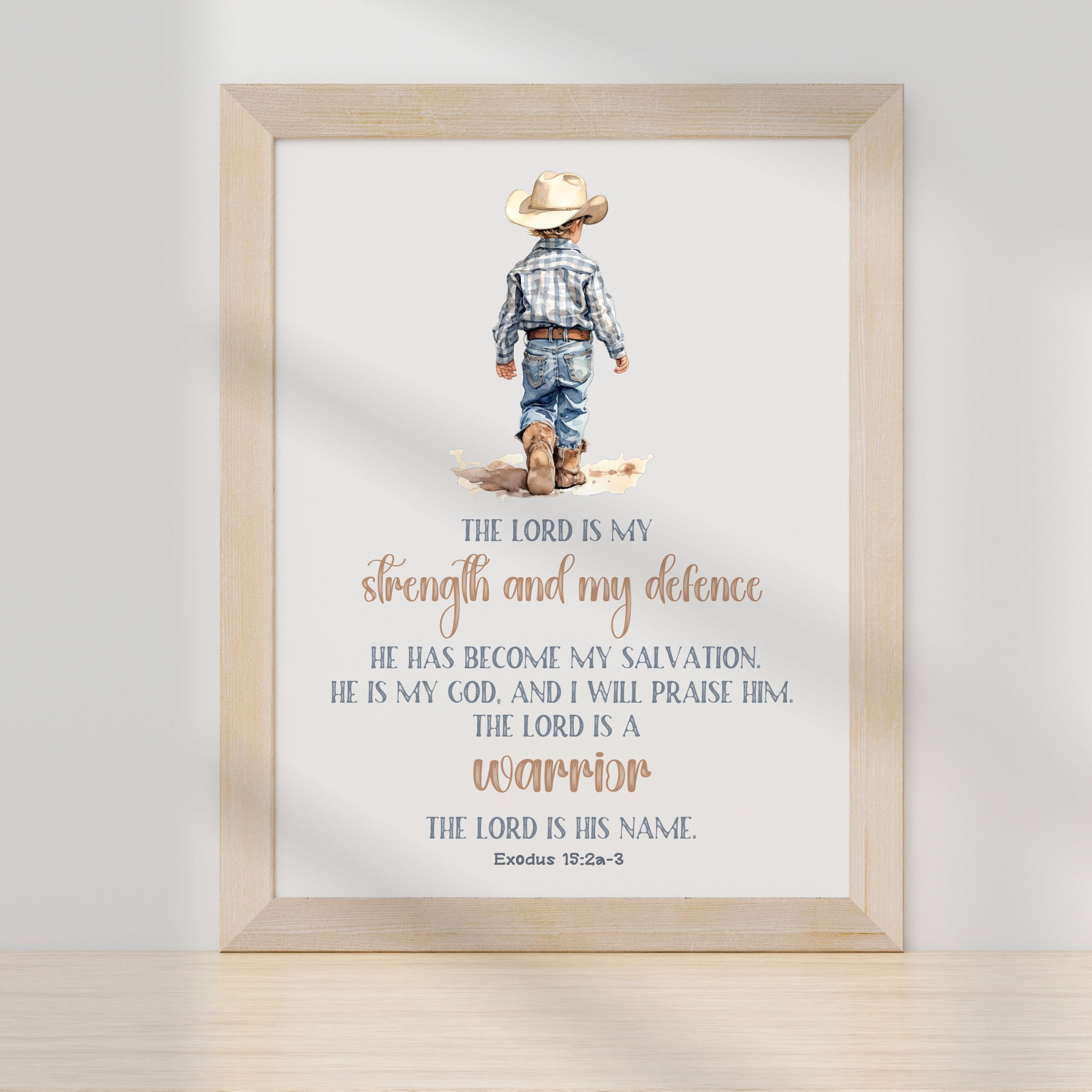 Little Cowboy Bible Verse Wall Art Christian Western Nursery Art Boy ...