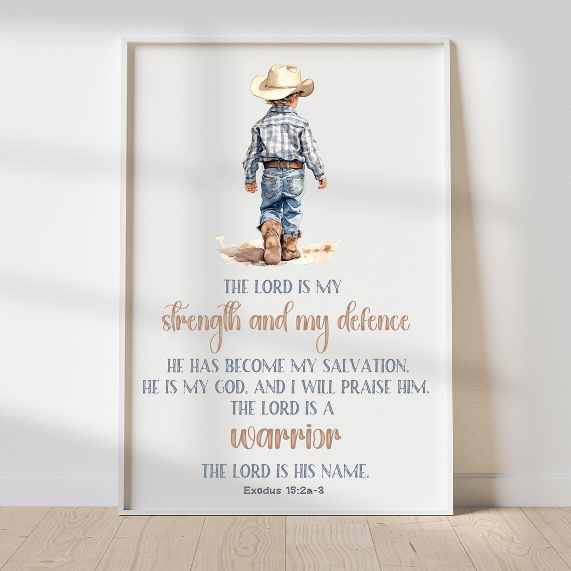 Little Cowboy Bible Verse Wall Art Christian Western Nursery Art Boy ...