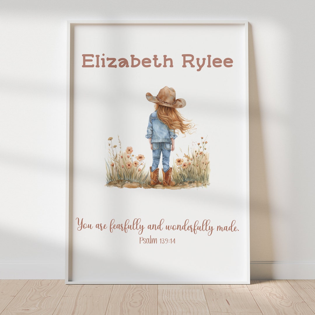 Custom Christian Cowgirl Wall Art | Girls Room Bible Verse Wall Decor ...