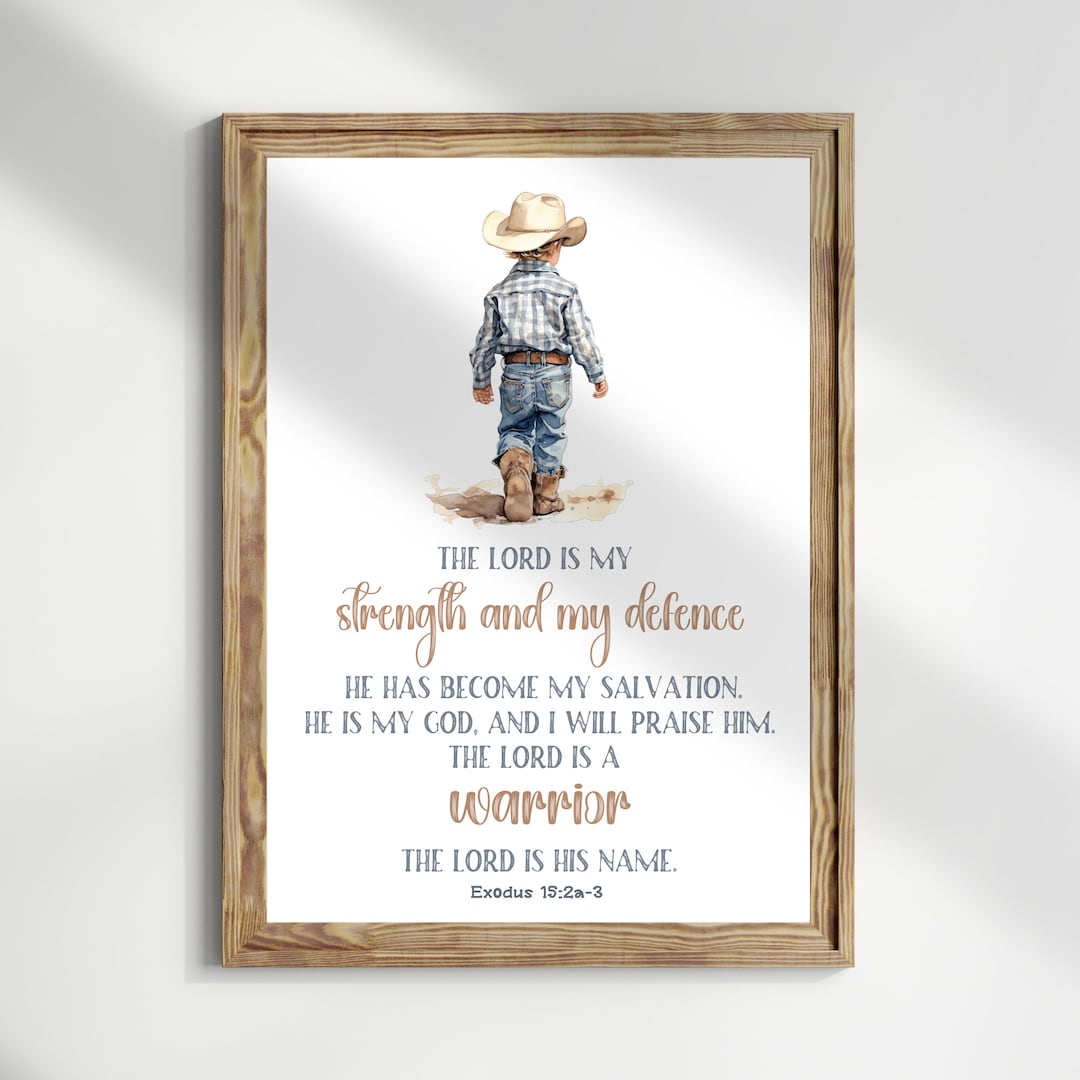 Little Cowboy Bible Verse Wall Art | Christian Western Wall Art | Boy ...
