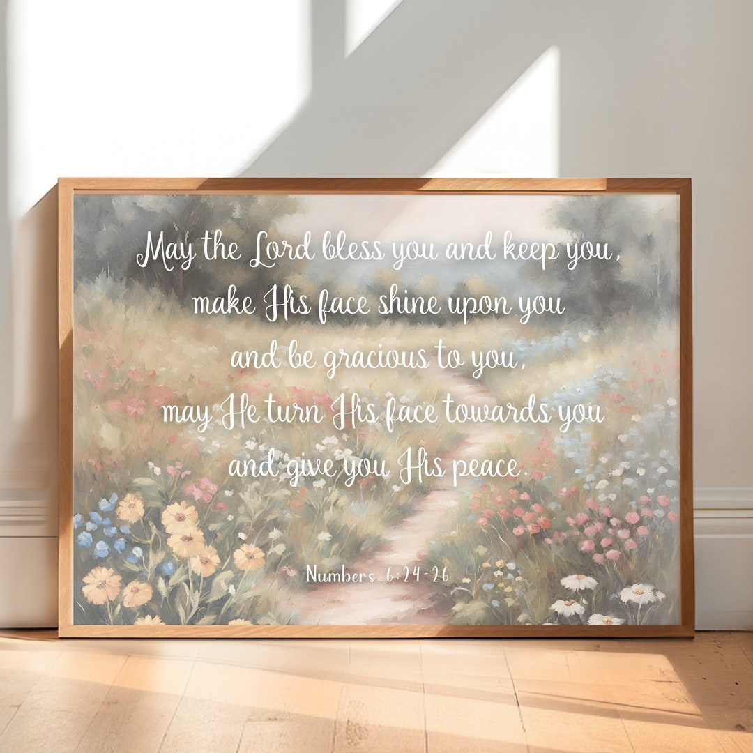 Spring Meadow Bible Verse Wall Art Vintage Landscape Wall Decor ...