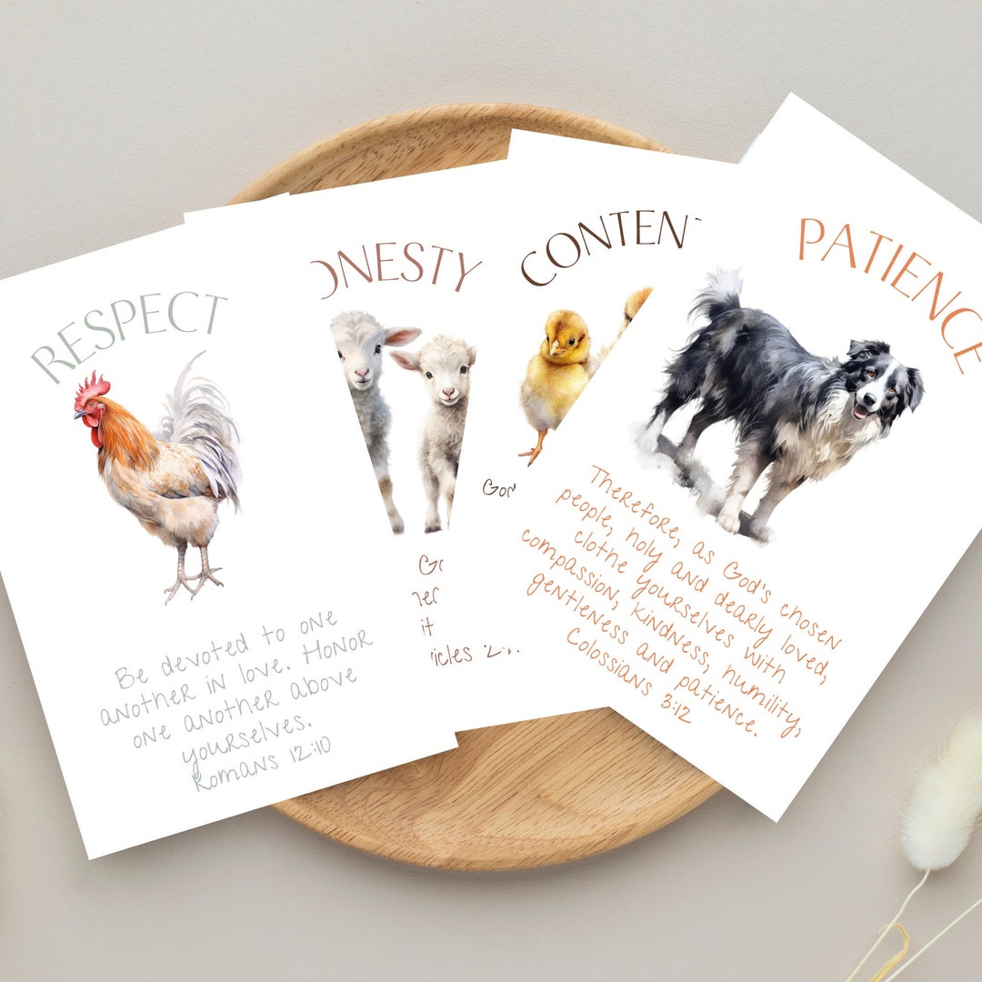 Digital Christian Character Cards | Bible Memory Verse Cards | Farm ...