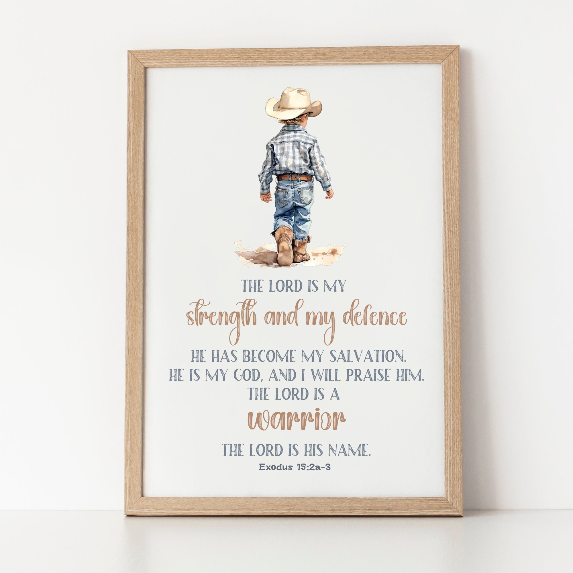 Little Cowboy Bible Verse Wall Art Christian Western Nursery Art Boy ...