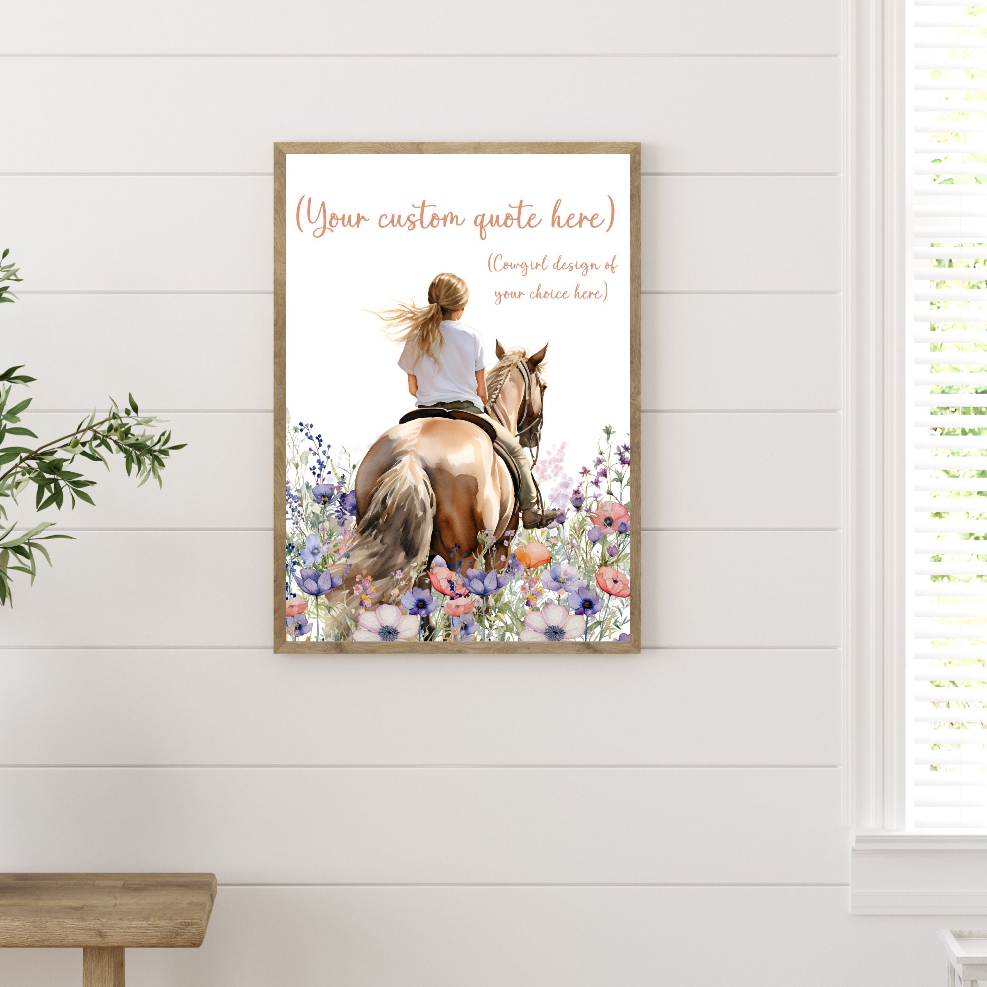 Personalized Cowgirl Wall Art Wildflower Girl Room Decor Gift for Horse ...