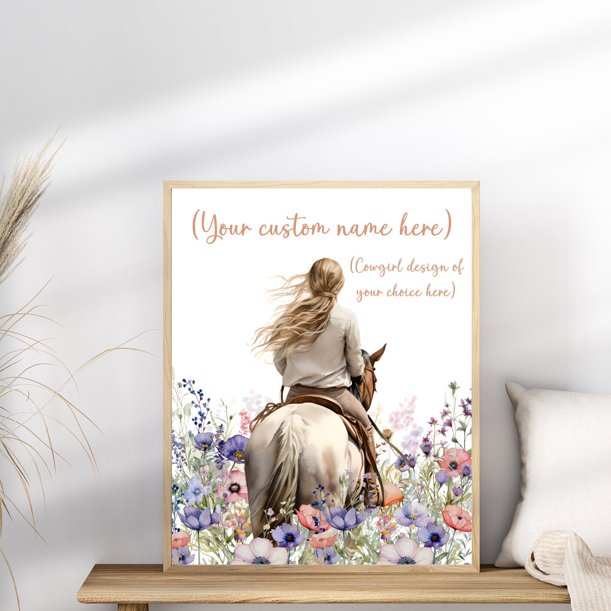 Personalized Cowgirl Wall Art Wildflower Girl Room Decor Gift for Horse ...