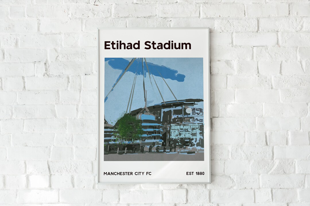 Etihad Stadium, Manchester City FC, Poster, Art Print, Football, Wall ...