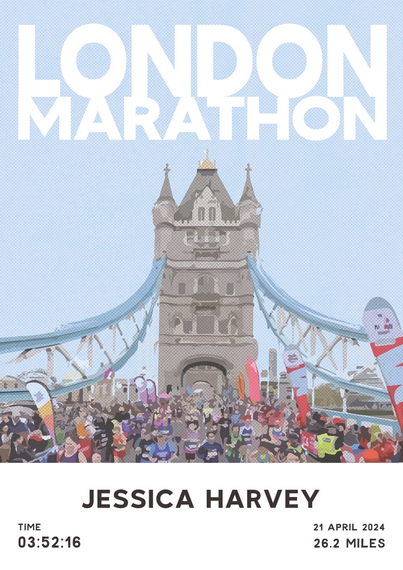 London Marathon 2024 Personalised Print, Custom Running Gift, London ...