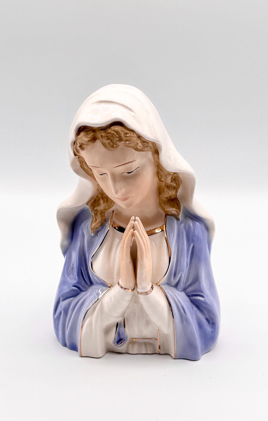 Lego Vintage Blessed Mother Mary Praying Statue Ceramic Vase Planter ...