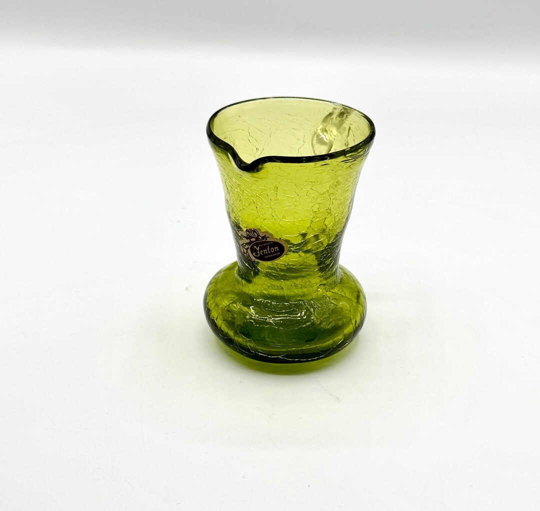 Mini Olive Crackle Glass Pitcher. - Etsy