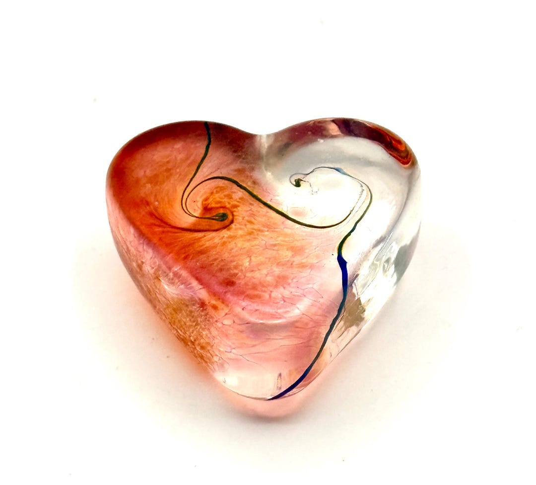 Robert Held Iridescent Pink Swirled Heart Shaped Signed Paperweight ...