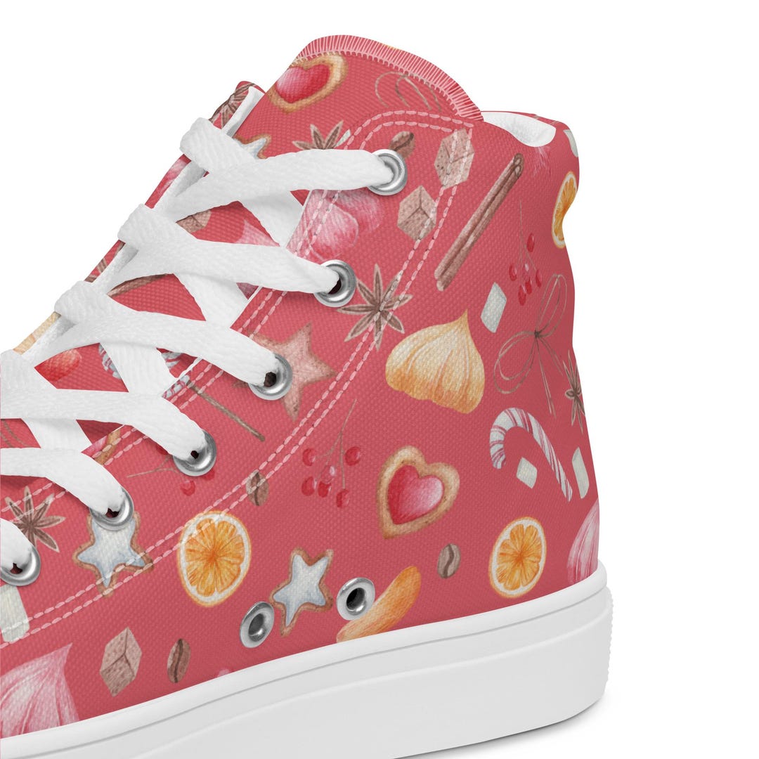 CHRISTMAS SWEETS Shoes, Women’s High Top Canvas Shoes, Candy Cane Kicks ...
