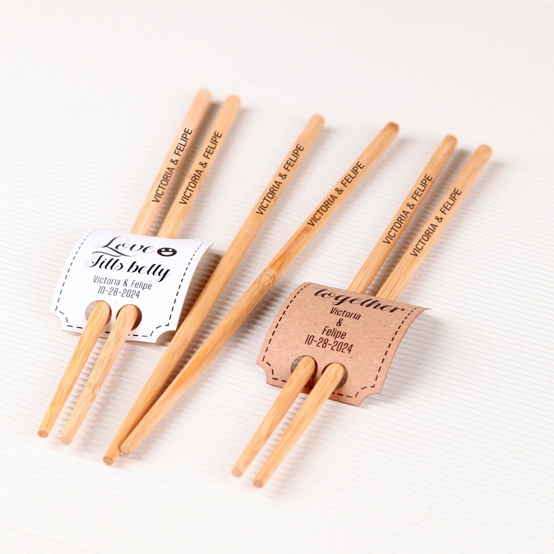 Personalized Bamboo Chopstick Set, Ideal Wedding Gift, Customized ...