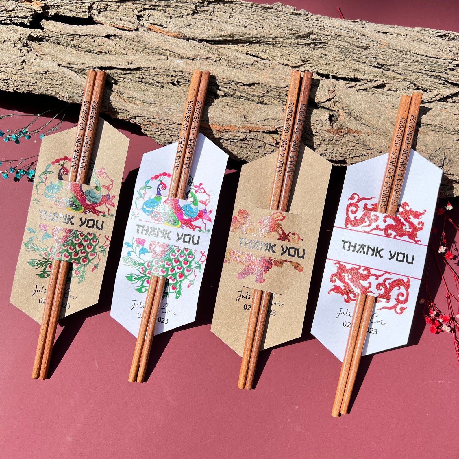 20pairs Chopsticks for Wedding Gift, Wooden Chopsticks Set, Custom ...