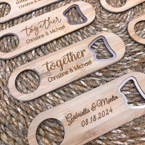 Unique Wedding Favor Bottle Opener, Customized Wood Wine Opener, Bamboo ...