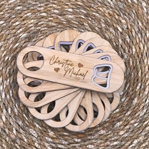 Unique Wedding Favor Bottle Opener, Customized Wood Wine Opener, Bamboo ...