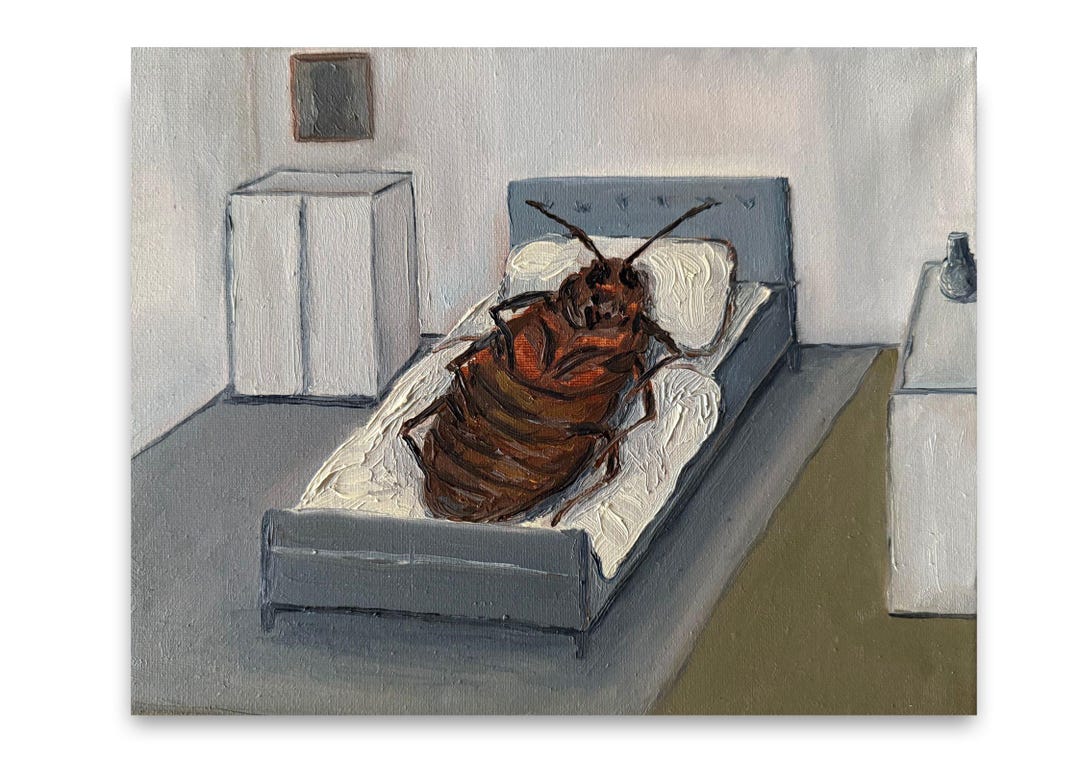 Gregor Samsa Oil Painting Kafka's Metamorphosis, Surreal Art 24 X 30 Cm ...