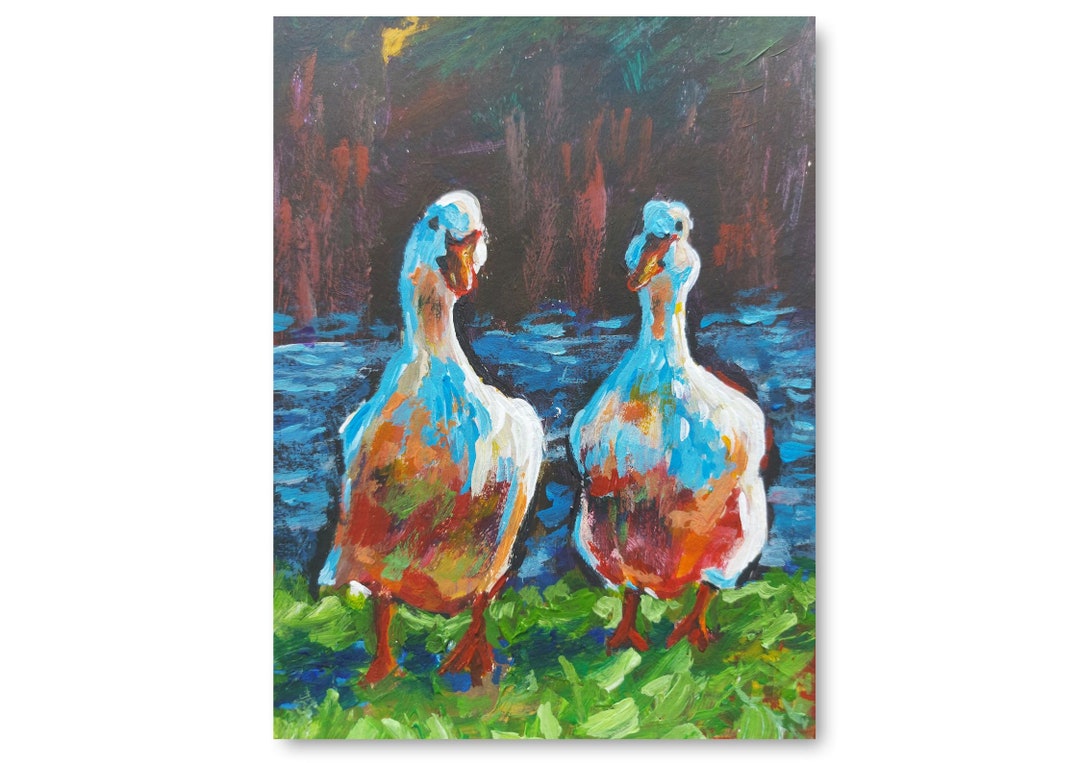 Painting Duck, Acrylic Painting Duck, Painting Birds, Painting Village ...