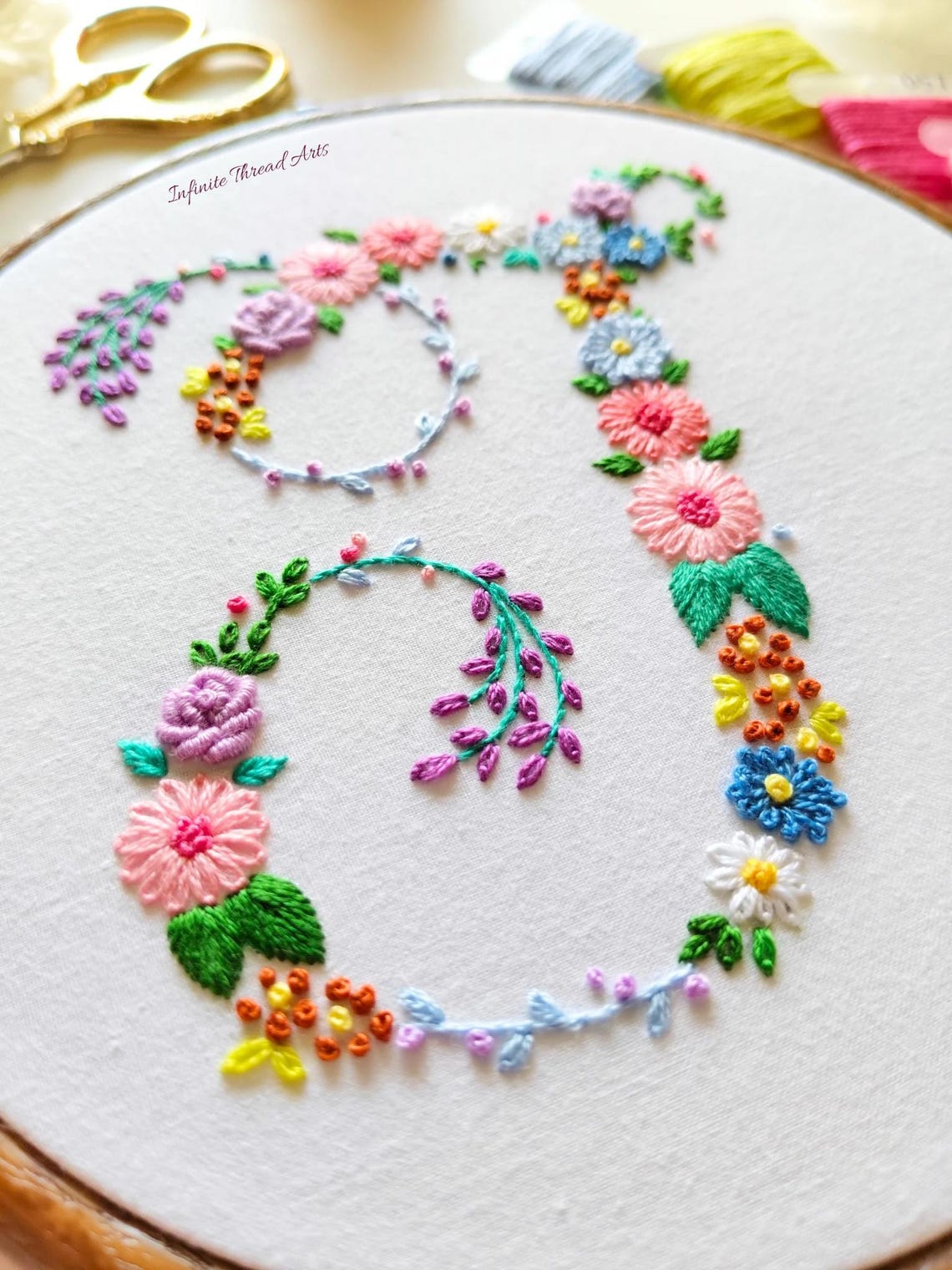 Floral Letter 'J' Embroidery PDF Pattern: DIY Hand Embroidery - Etsy