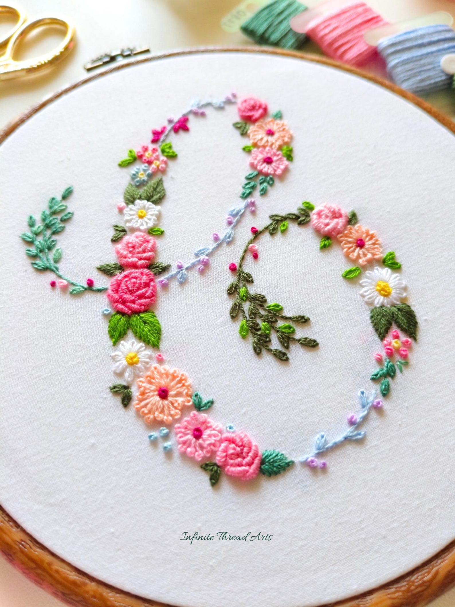 Floral Letter 'C' Embroidery Pattern: DIY Hand Stitch (PDF Pattern) - Etsy