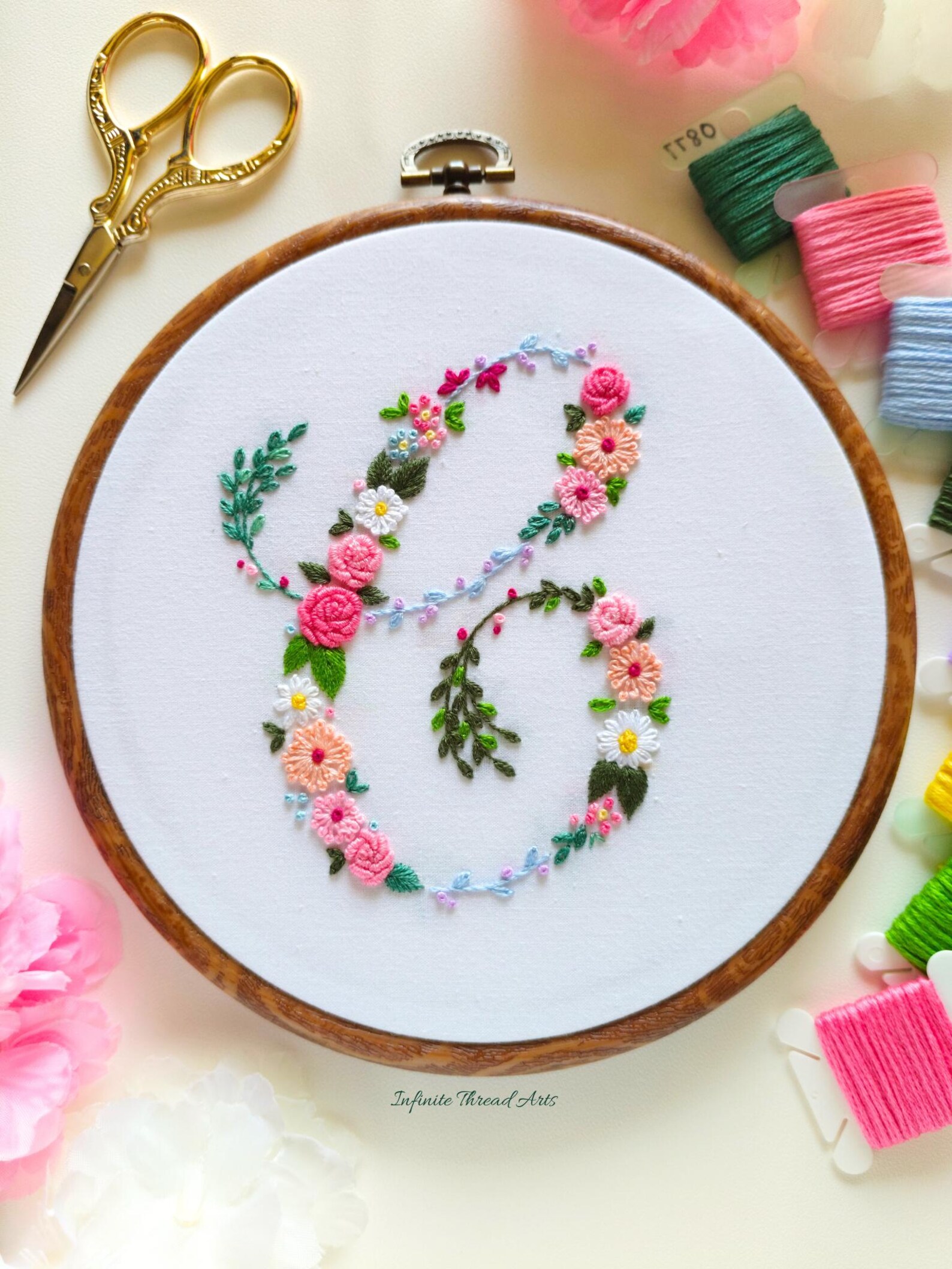 Floral Letter 'C' Embroidery Pattern: DIY Hand Stitch (PDF Pattern) - Etsy