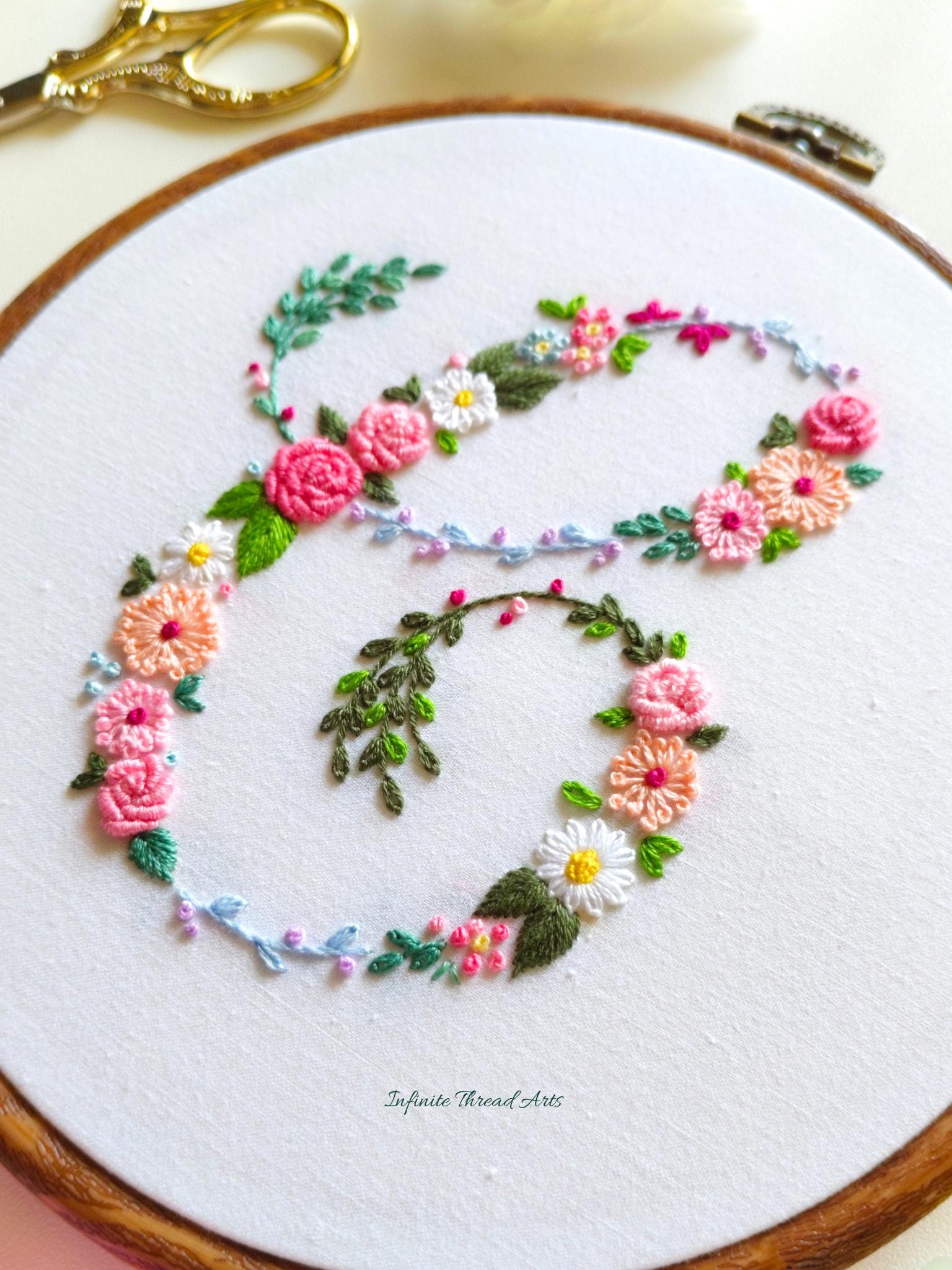 Floral Letter 'C' Embroidery Pattern: DIY Hand Stitch (PDF Pattern) - Etsy