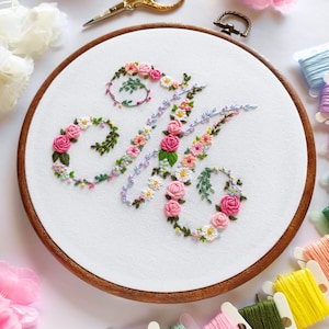 Floral Letter "m" Embroidery PDF Pattern, Digital PDF Pattern, Instant ...