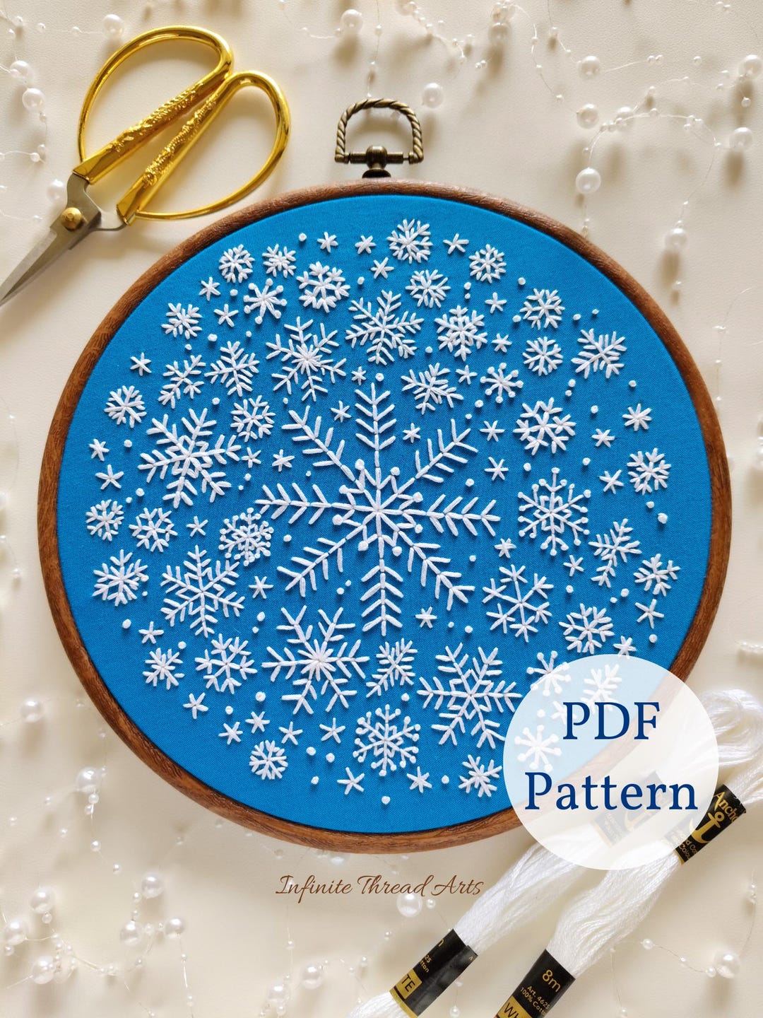 Snowflakes Hand Embroidery PDF Pattern, Christmas Snowflakes, Winter ...
