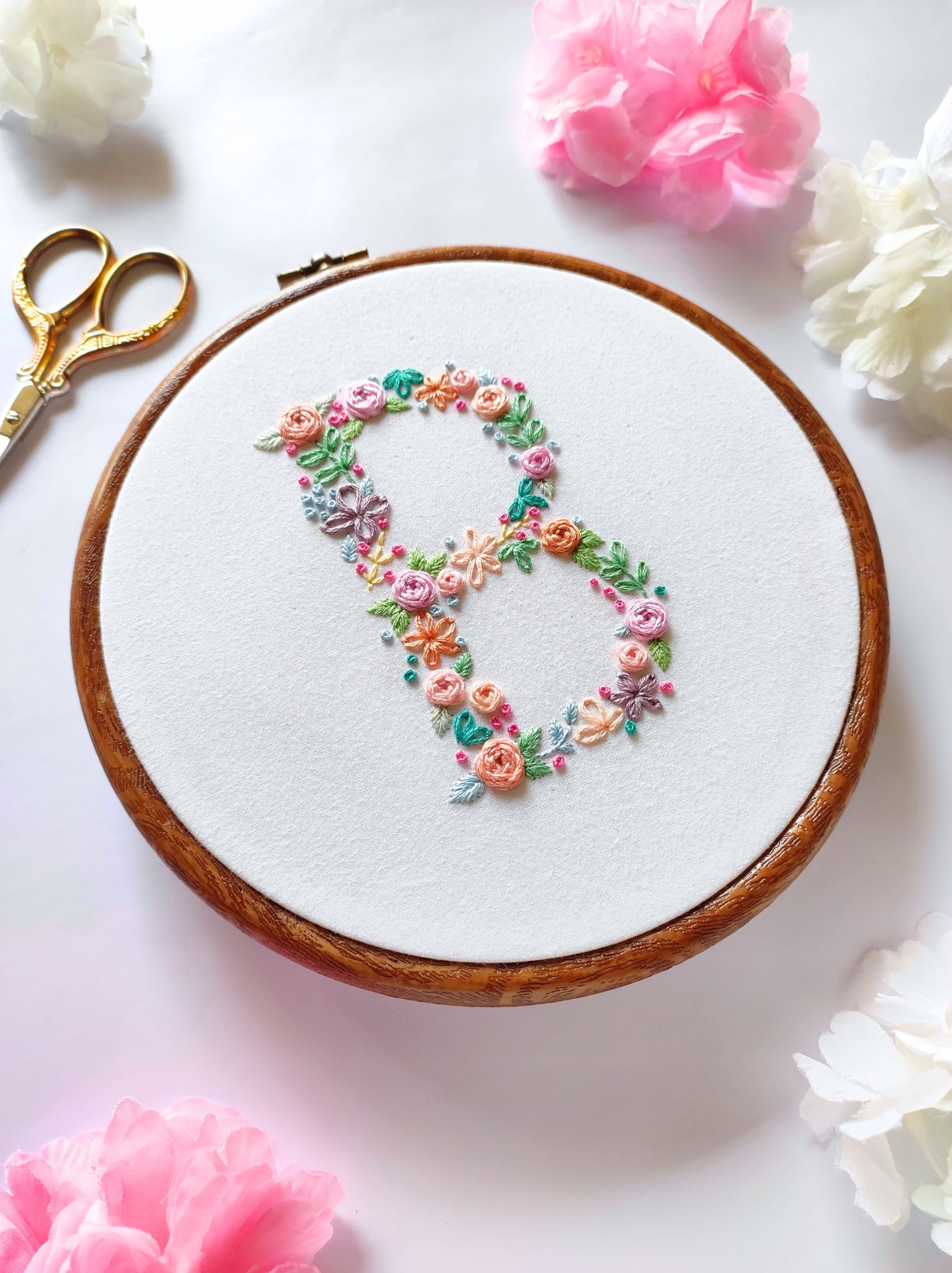 Floral Alphabet 'B' Embroidery PDF Pattern, Digital PDF Pattern ...