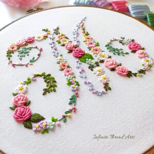Floral Letter "m" Embroidery PDF Pattern, Digital PDF Pattern, Instant ...