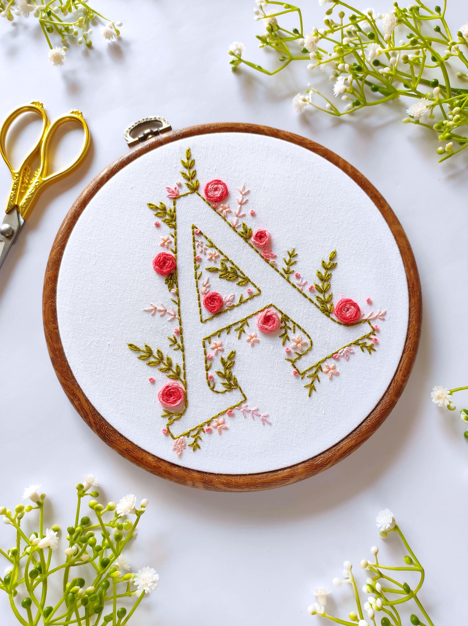 Floral Alphabet 'A' PDF Pattern Embroidery PDF - Etsy