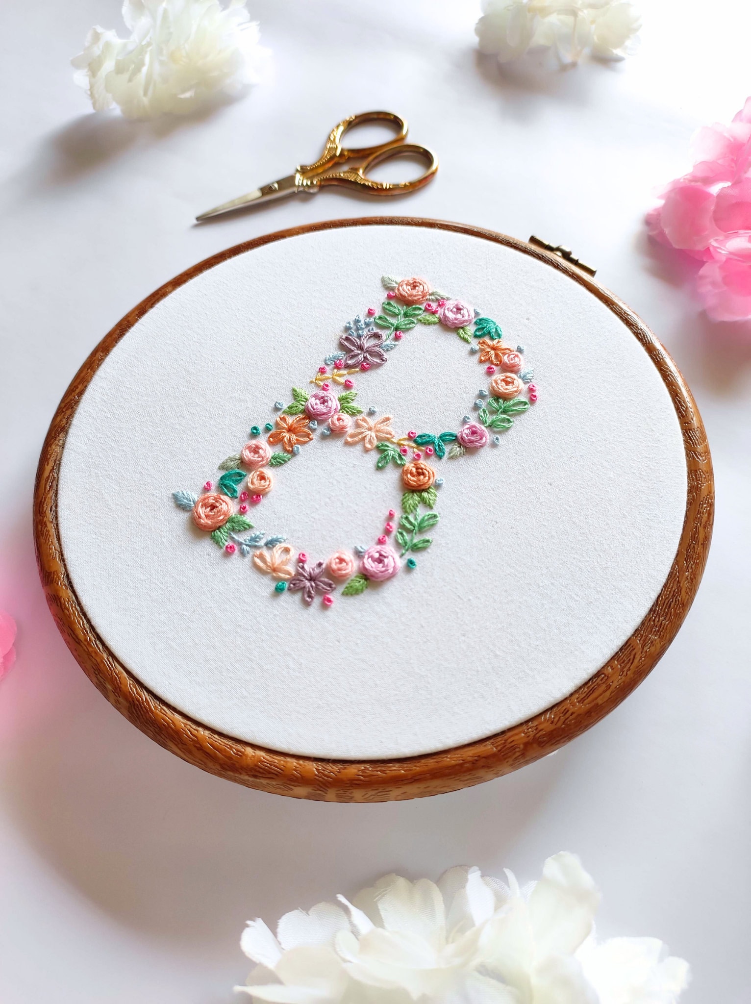 Floral Alphabet 'B' Embroidery PDF Pattern, Digital PDF Pattern ...