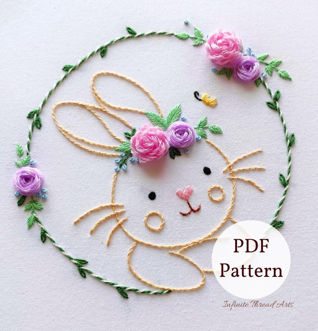 Bunny Rabbit Embroidery PDF Pattern, Easter Bunny PDF Pattern, Instant ...