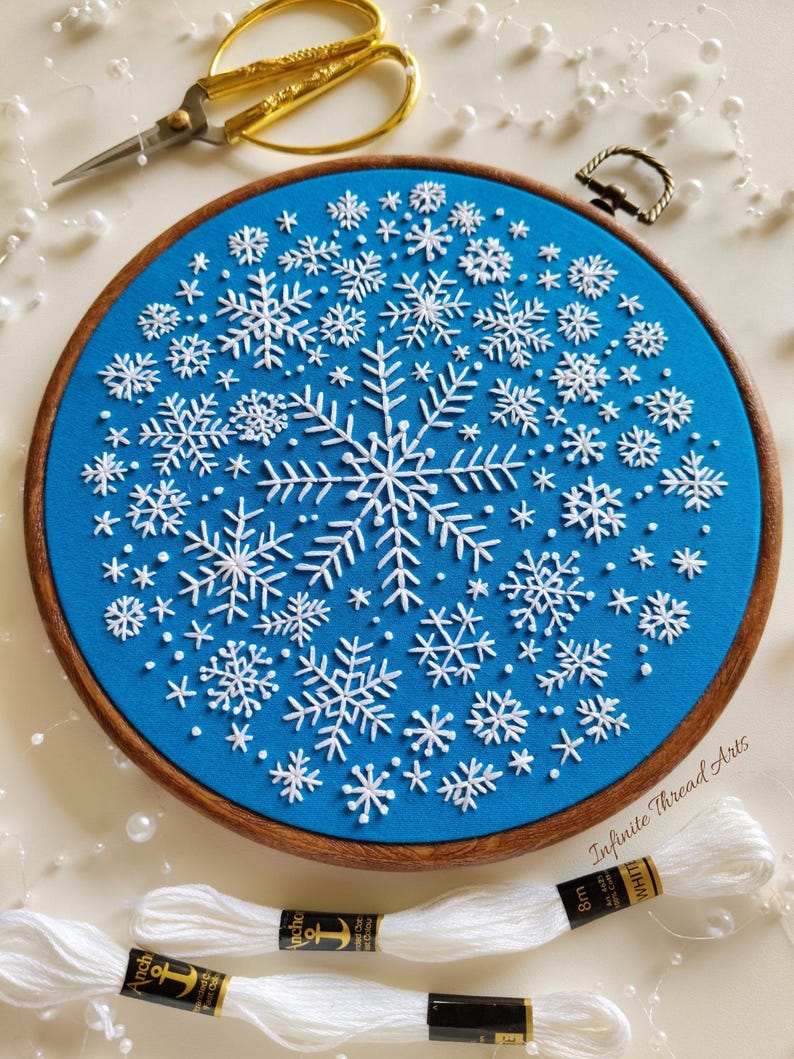 Snowflakes Hand Embroidery PDF Pattern, Christmas Snowflakes, Winter ...