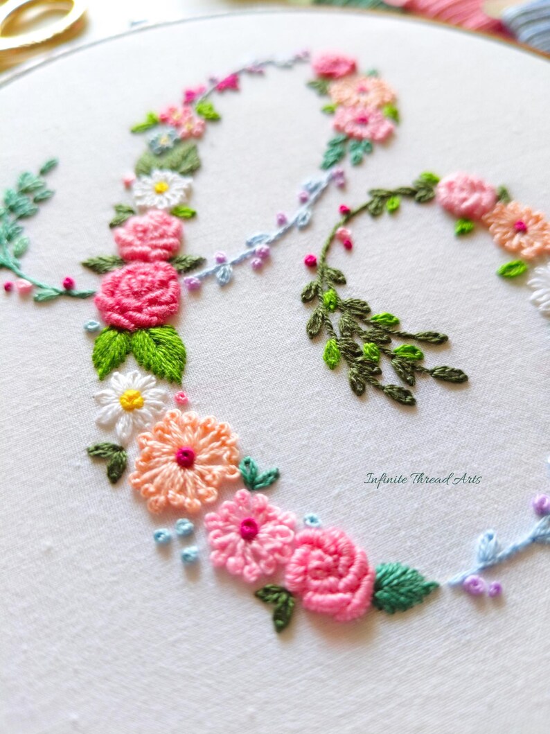 Floral Letter 'C' Embroidery Pattern: DIY Hand Stitch (PDF Pattern) - Etsy