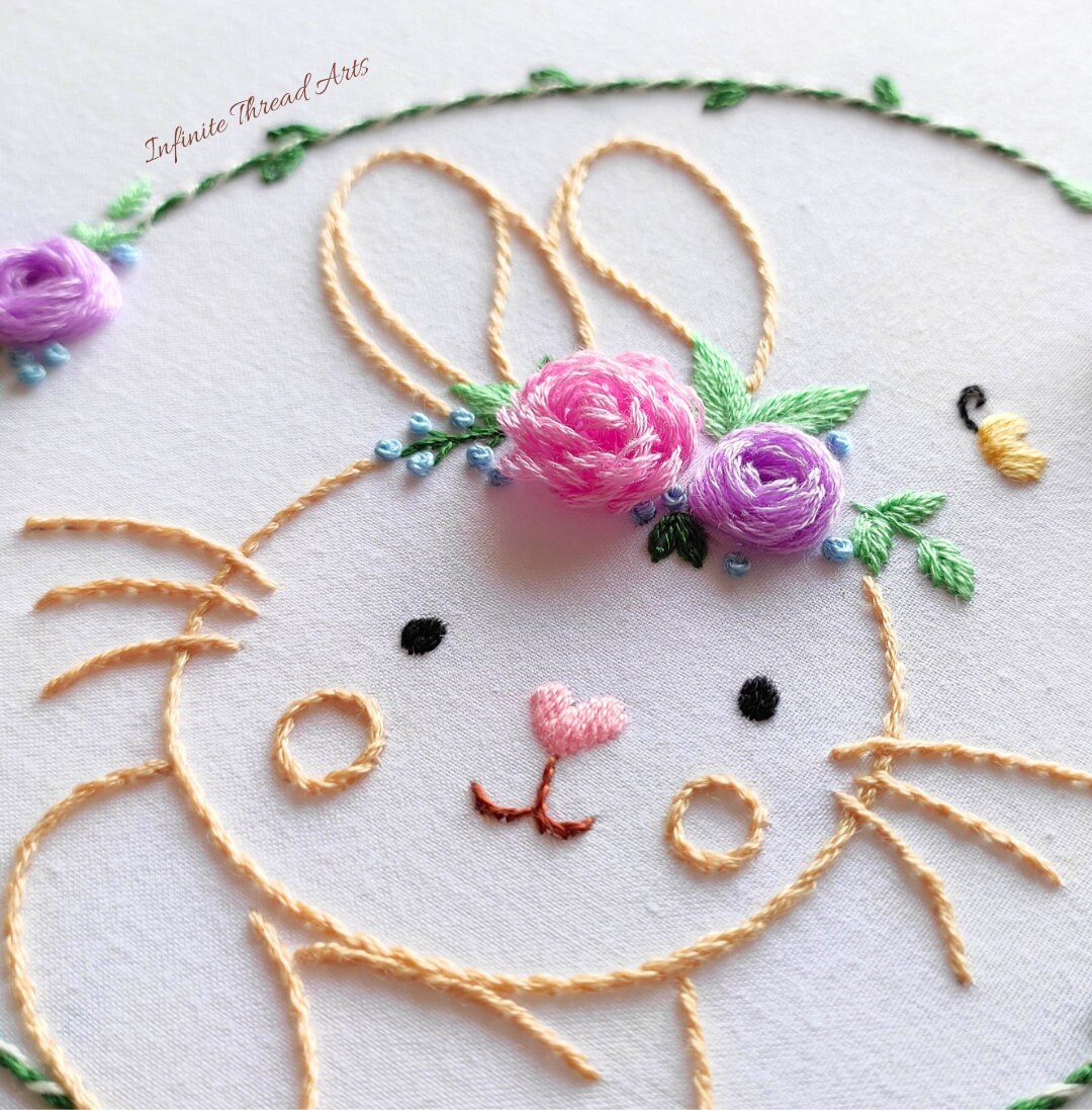 Bunny Rabbit Embroidery PDF Pattern, Easter Bunny PDF Pattern, Instant ...