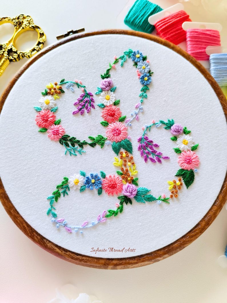 Floral Letter "l" Embroidery PDF Pattern, Monogram Embroidery Design ...
