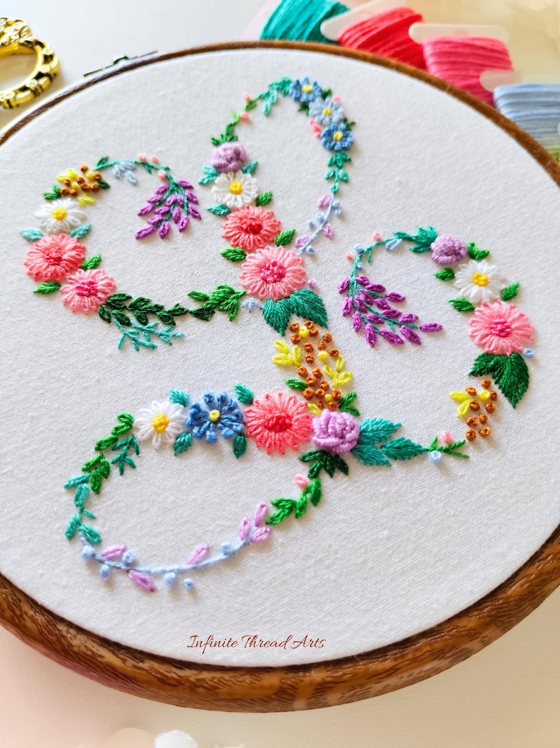 Floral Letter "l" Embroidery PDF Pattern, Monogram Embroidery Design ...