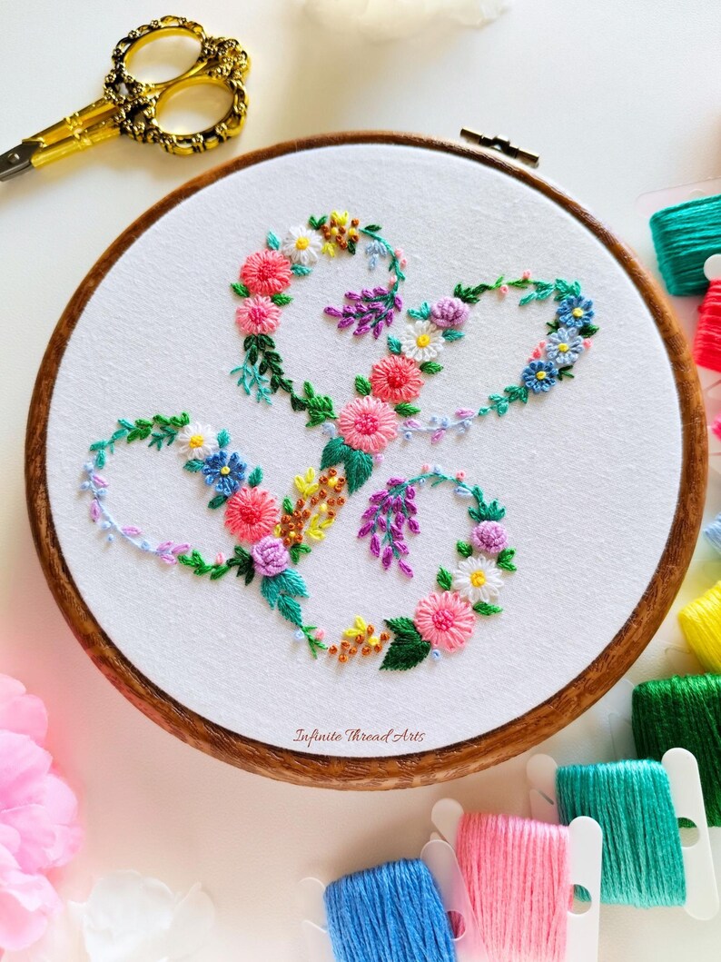 Floral Letter "l" Embroidery PDF Pattern, Monogram Embroidery Design ...