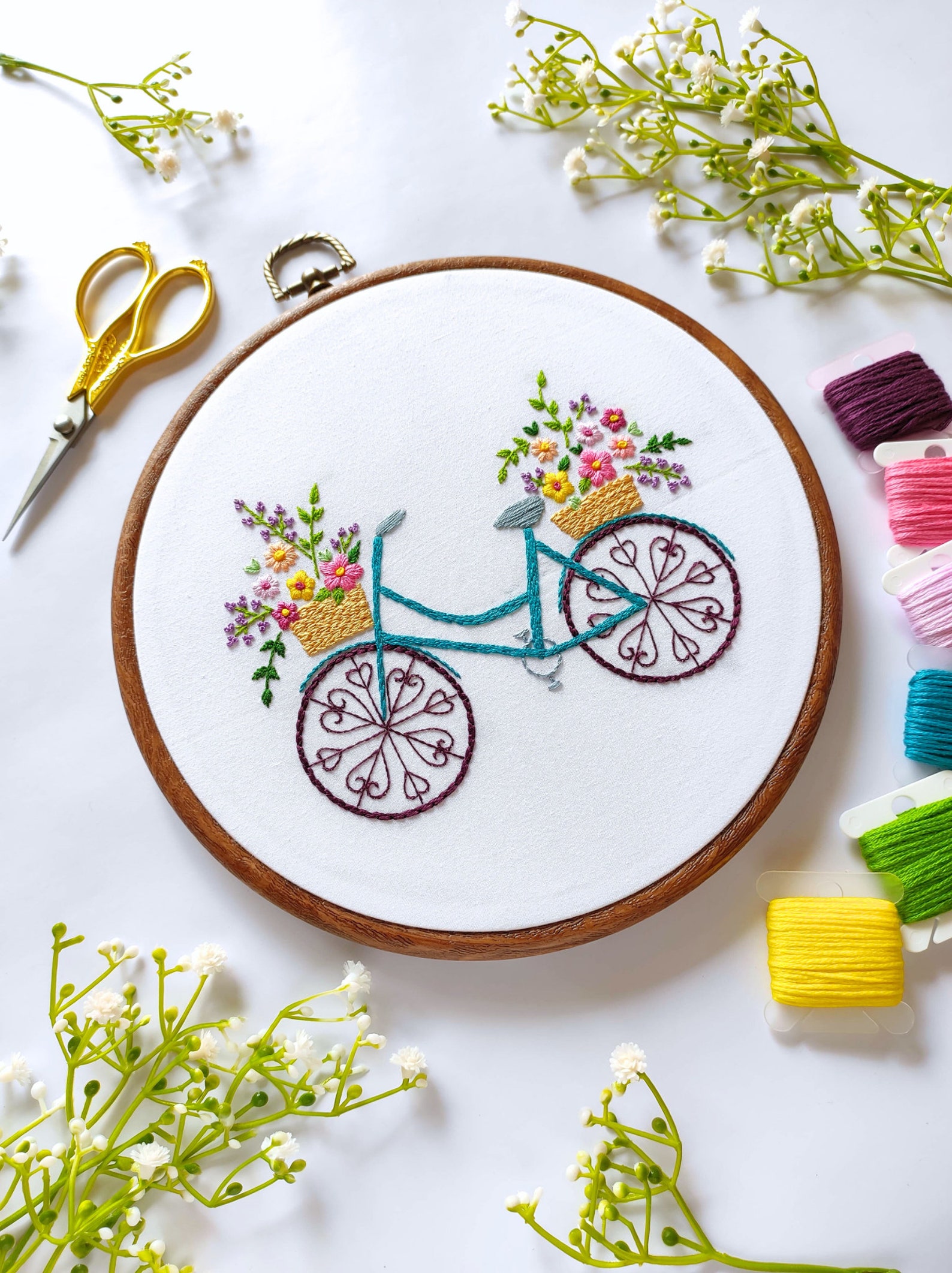 Bicycle Embroidery PDF Pattern, Digital PDF Pattern, Instant Download ...