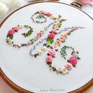 Floral Letter "m" Embroidery PDF Pattern, Digital PDF Pattern, Instant ...