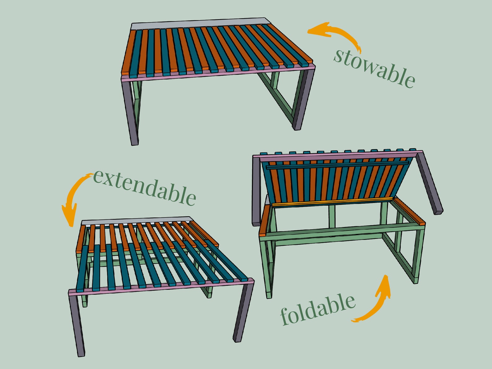 2-in-1 Bench for Campervan Extentable, Foldable, Stowable, Camper Bed ...