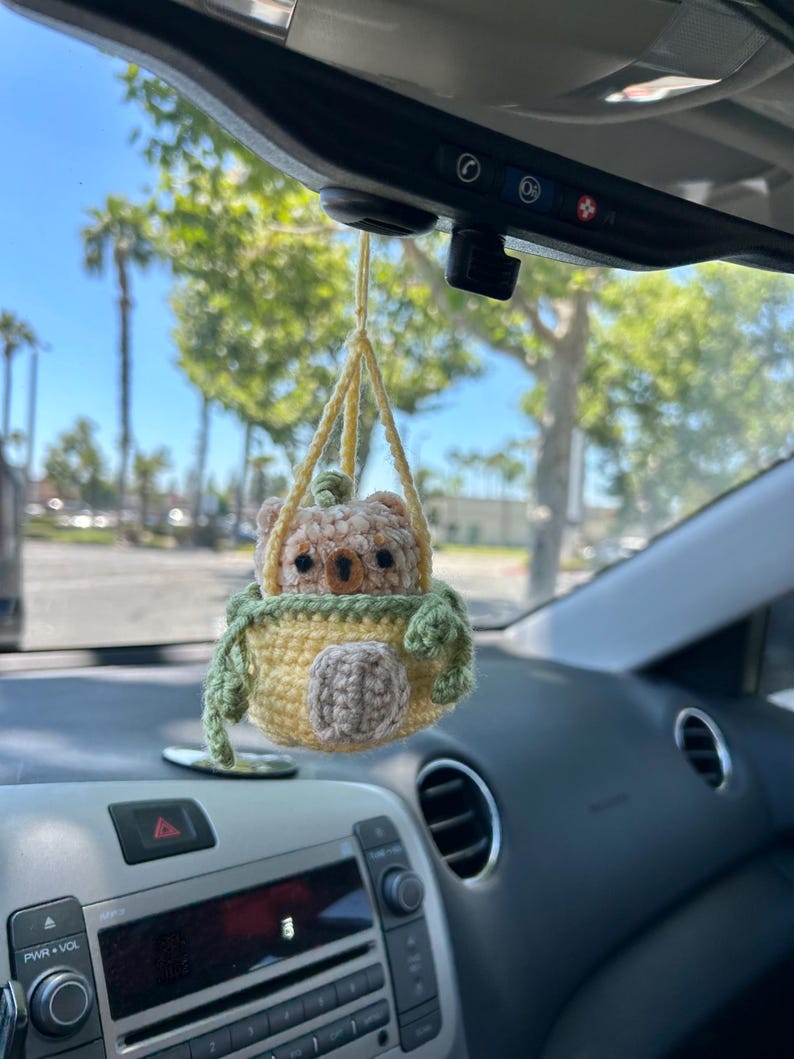 Cute Hanging Treehouse Honey Bear Car Accessory Car Rearview Mirror ...