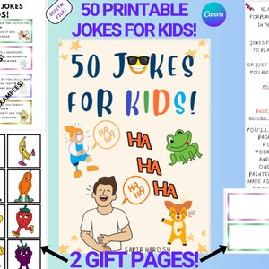 50 Colorful Printable Joke Cards for Kids for Calendars and Lunchboxes ...