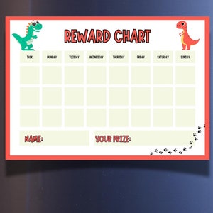 Kids Toddler Preschool 6 Dinosaur Rewards Chart Editable Printable ...